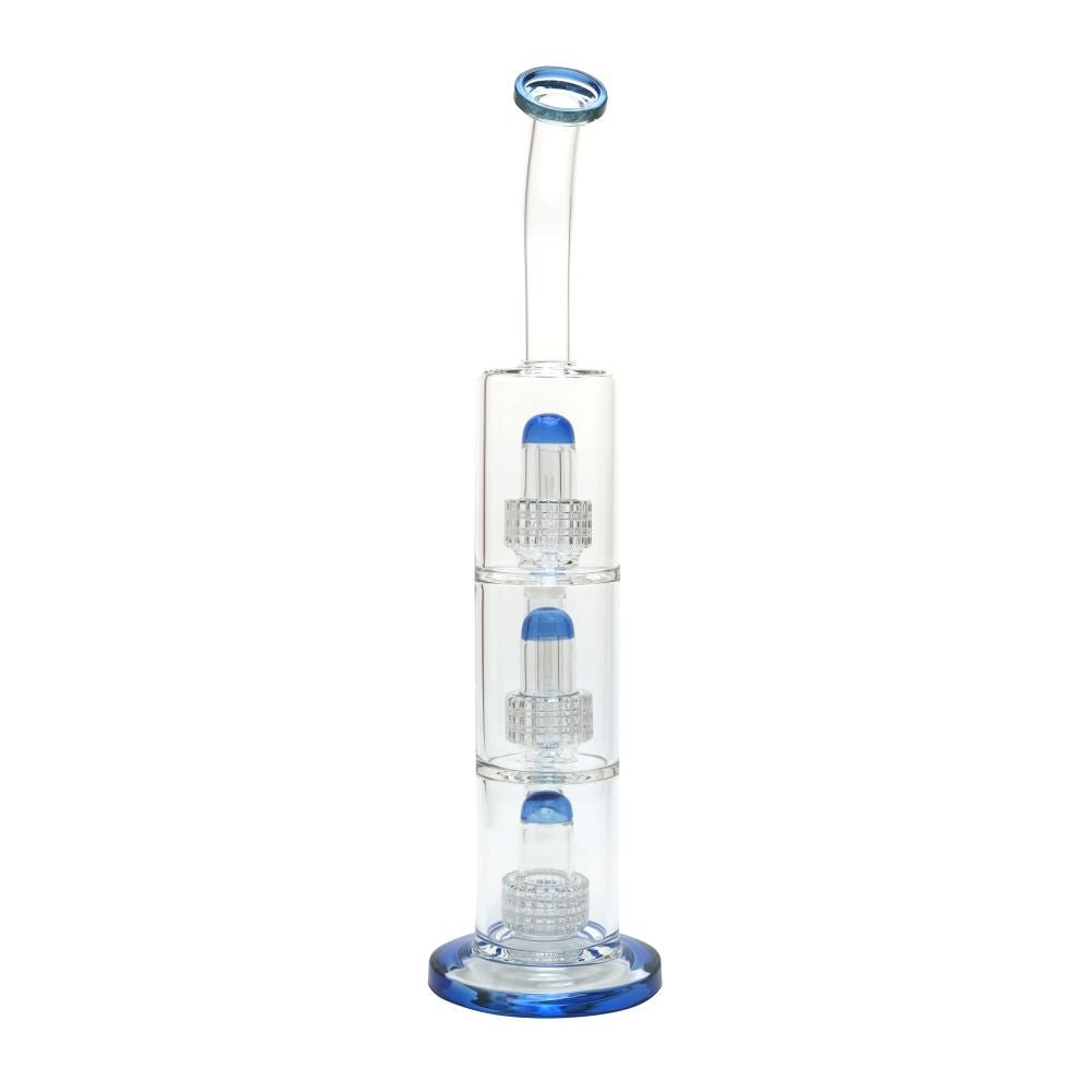 Bent Neck Triple Percolator Matrix Waterpipe 40cm - Greenhut - NZ