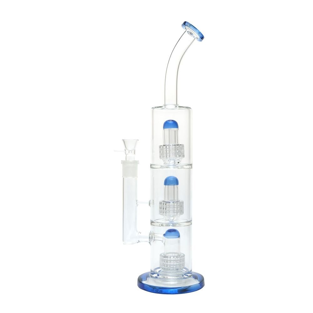 Bent Neck Triple Percolator Matrix Waterpipe 40cm - Greenhut - NZ