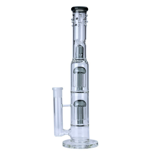 Triple Percolator Straight Clear Glass Waterpipe 38cm